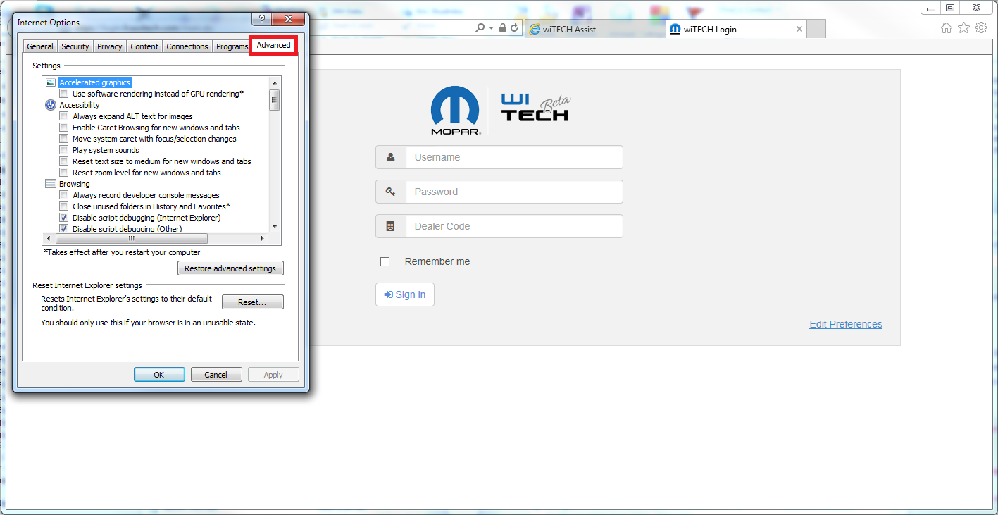 Configuring Internet Explorer 10 To Use Tls 1 2 Witech 2 0 Knowledge Base
